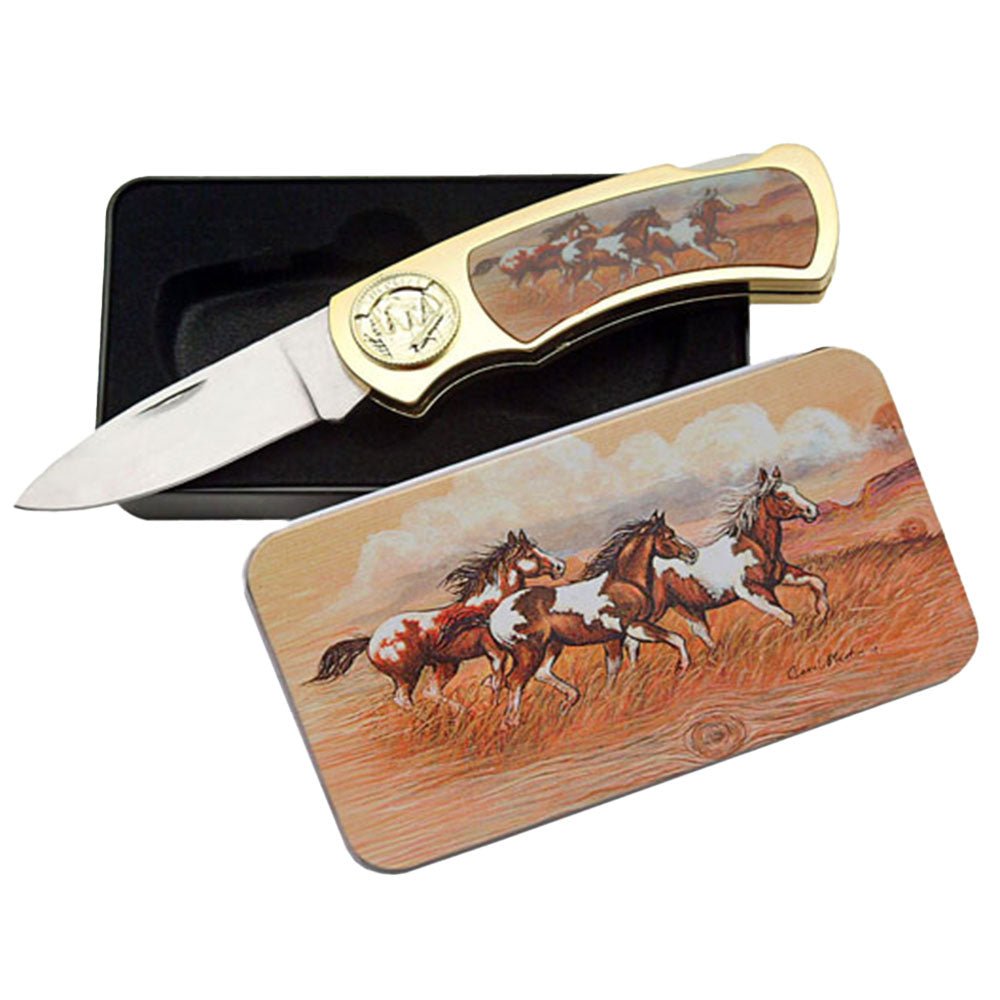 Running Horses Decorative Folder in Tin - LatestBuy